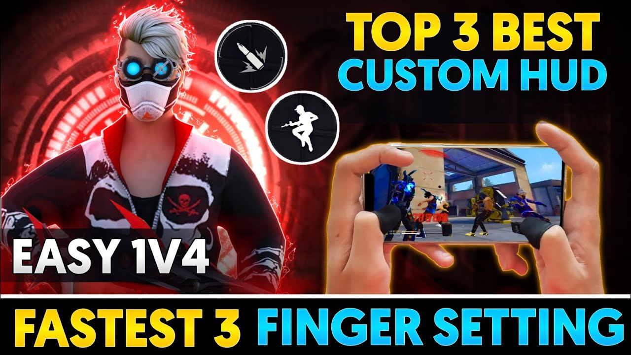 TOP 3 BEST CUSTOM HUD FREE FIRE 3 FINGER CLAW 🔥 | WORLD BEST CUSTOM HUD ...