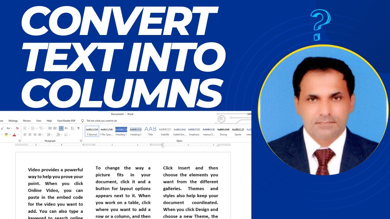 How To Convert Text Into Columns In MS Word YouTube How To Convert Text Into Columns In MS Word YouTube