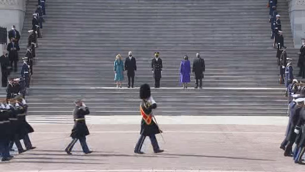 Military pass in review begins - YouTube