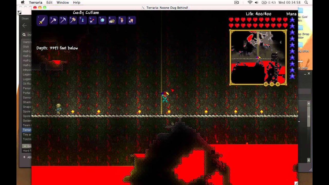 Terraria - WoF beaten with (Godly) Cutlass - YouTube