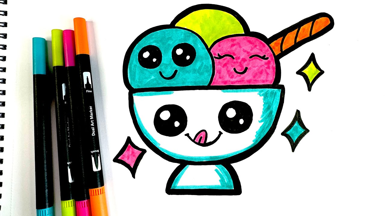 How To Draw a Cute Ice cream | Easy Step-by-Step Drawing Tutorial for ...