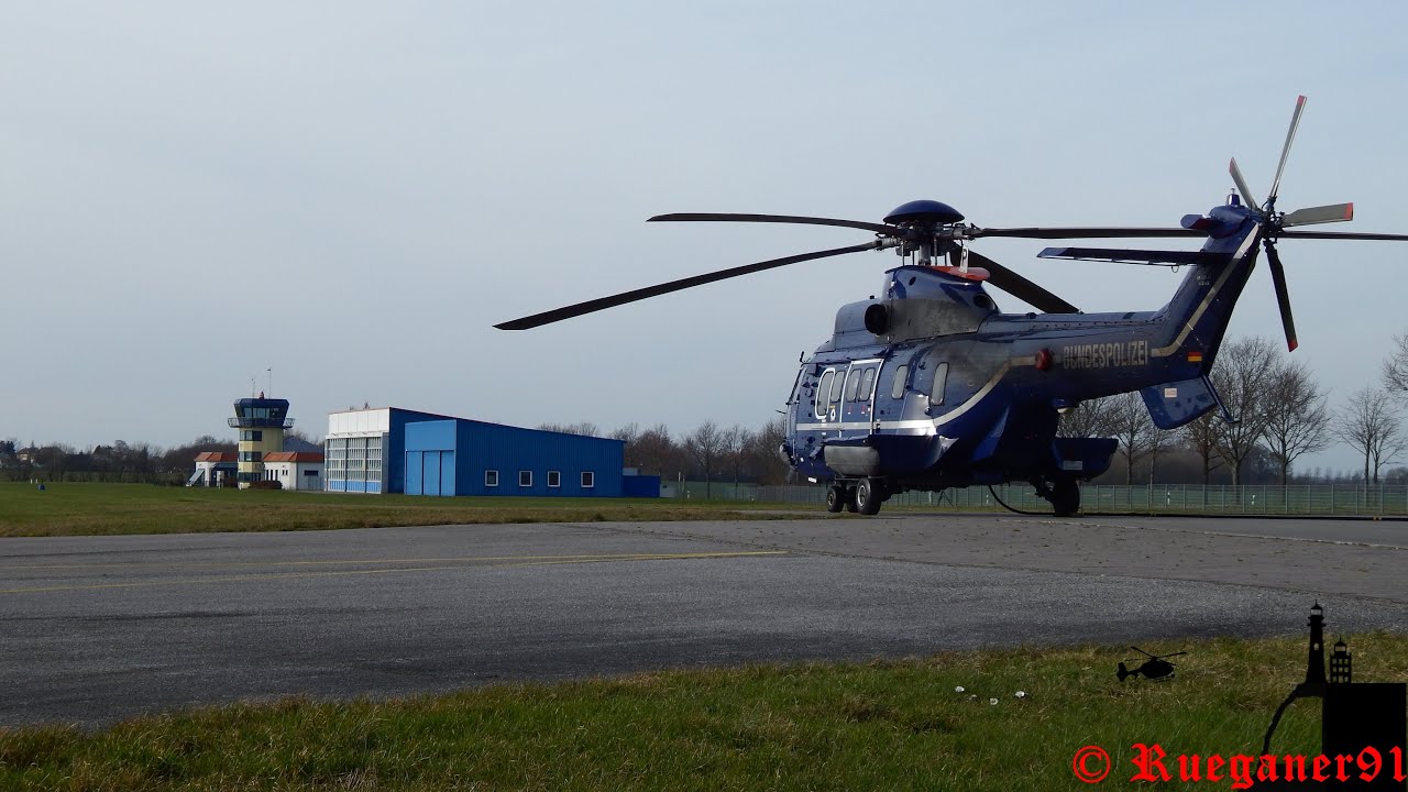 [HD] German Police AS 332 Super Puma , departure on Airfield - YouTube