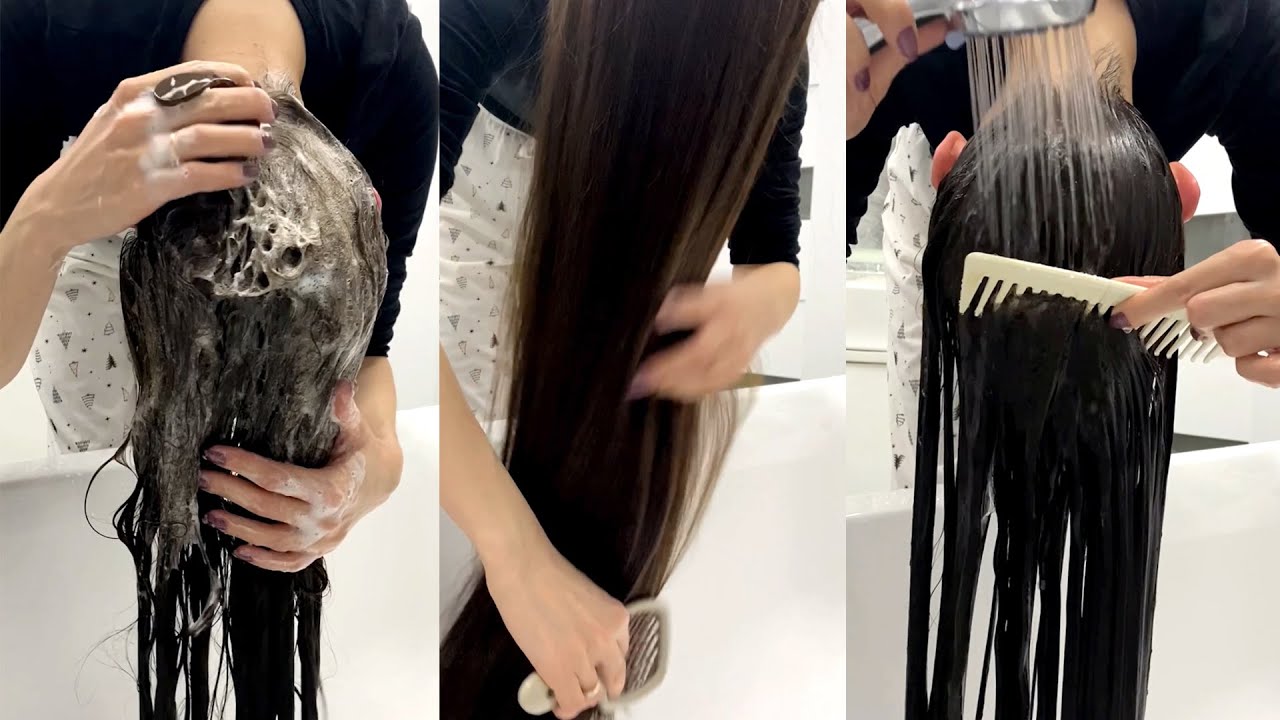 Washing My Long Hair | ASMR Hair Washing Routine 🧼 - YouTube