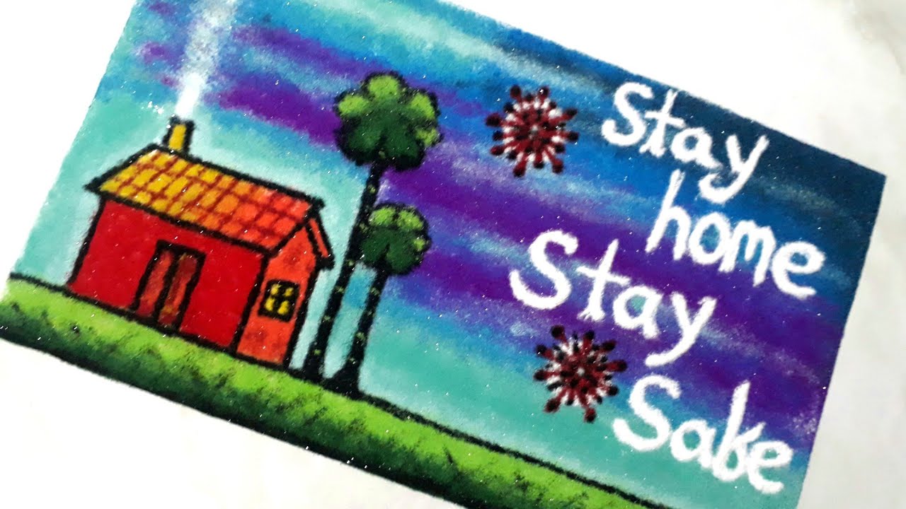 Theme rangoli on social awareness || fight against Corona rangoli ...