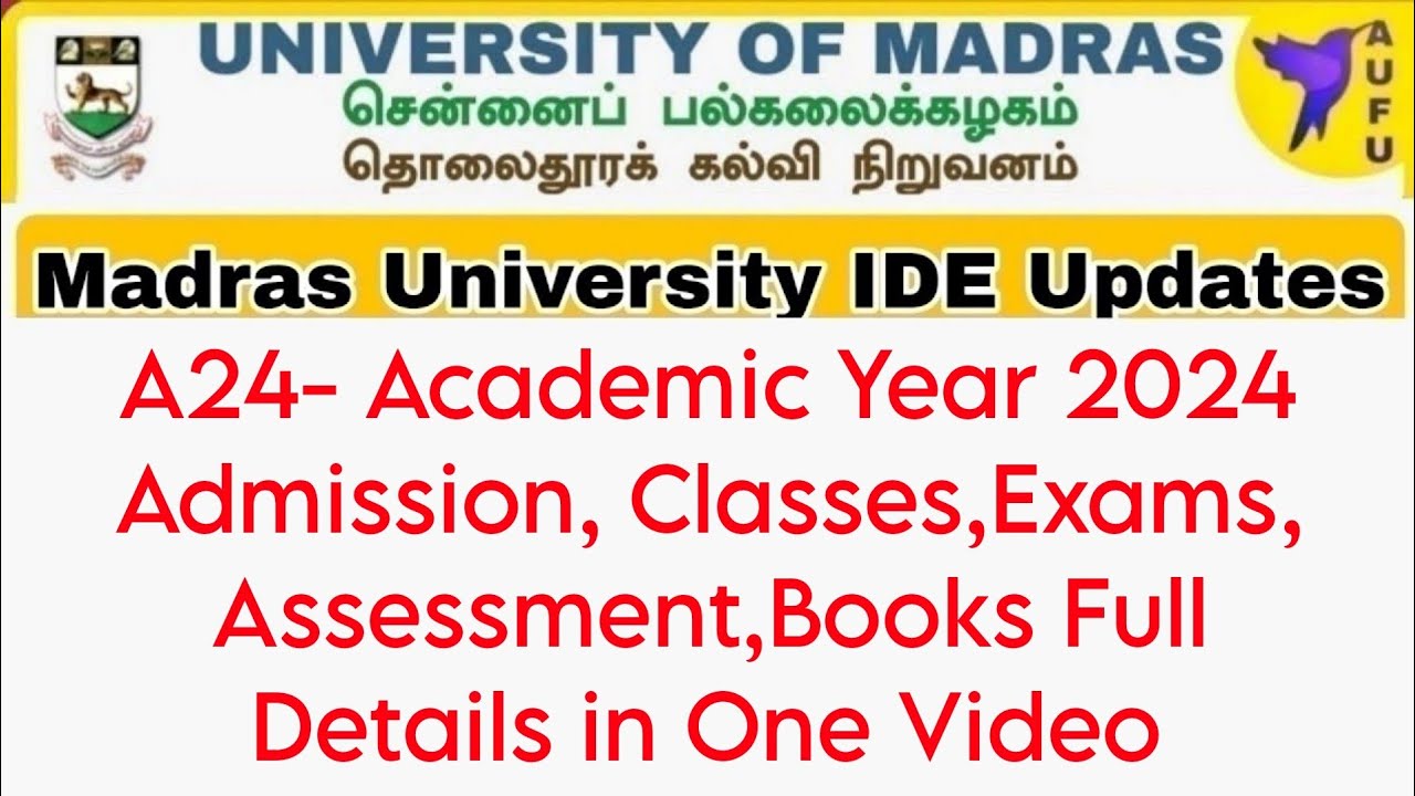 Madras University IDE Academic Year 2024-25 Batch Full Details 👍 - YouTube