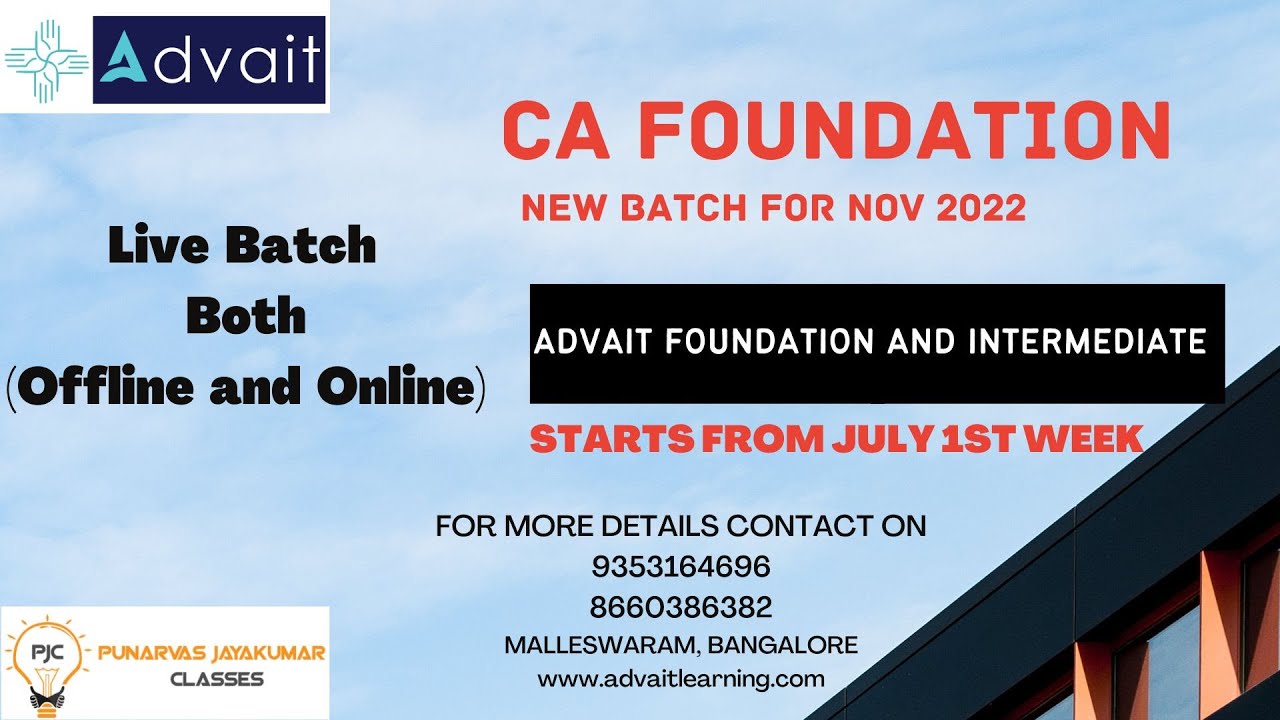 CA Foundation Live Batch I Nov 2022 I Advait Learning I 100% English I 100% Success - YouTube