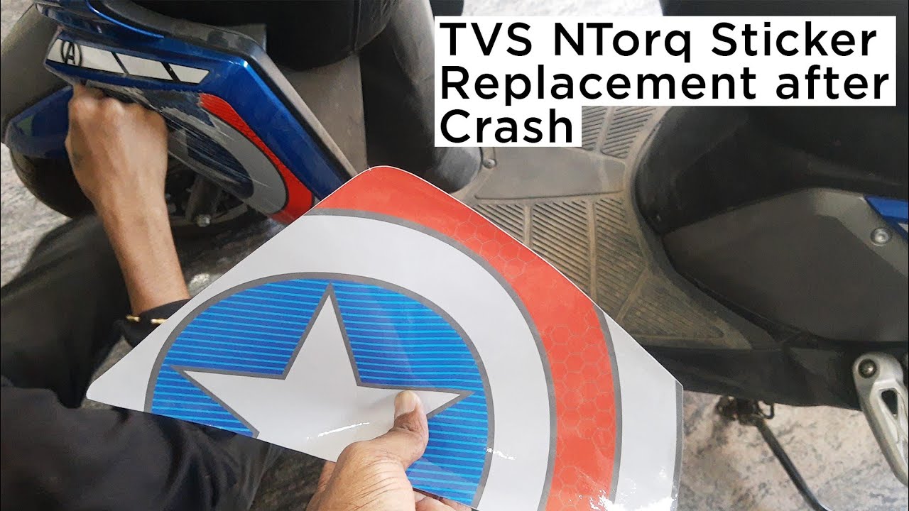 Ntorq Avengers Edition sticker change after crash - YouTube