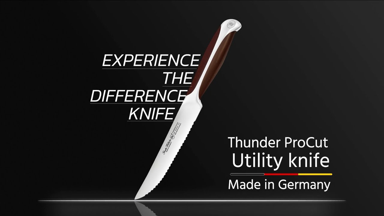 5” German Made Serrated Utility Knife | THUNDER ProCut Precision - YouTube