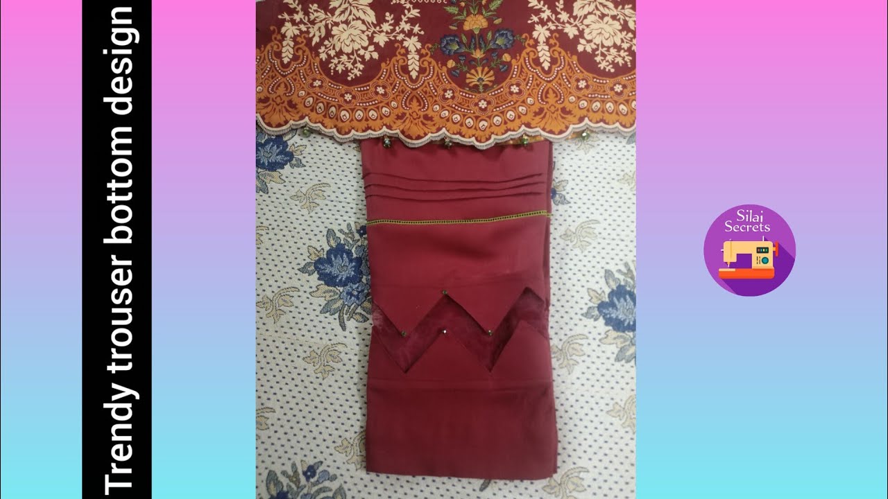 triangle cutwork design on trouser bottom with pintex and joint lace ...