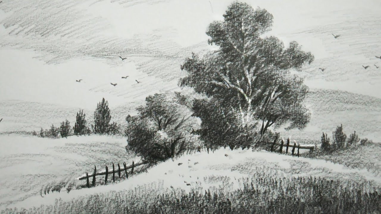Landscape Pencil Drawing Tutorial