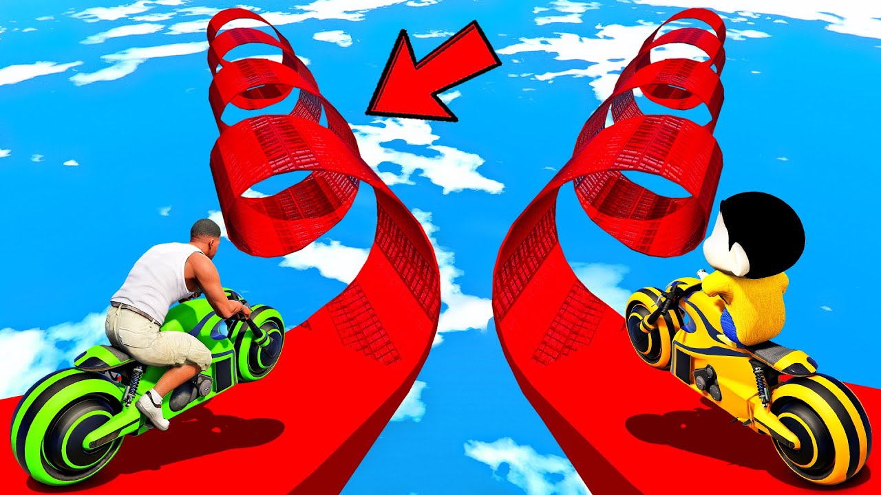 SHINCHAN AND FRANKLIN TRIED THE IMPOSSIBLE MULTI SPIRAL LOOP MEGA RAMP JUMP PARKOUR CHALLENGE ...