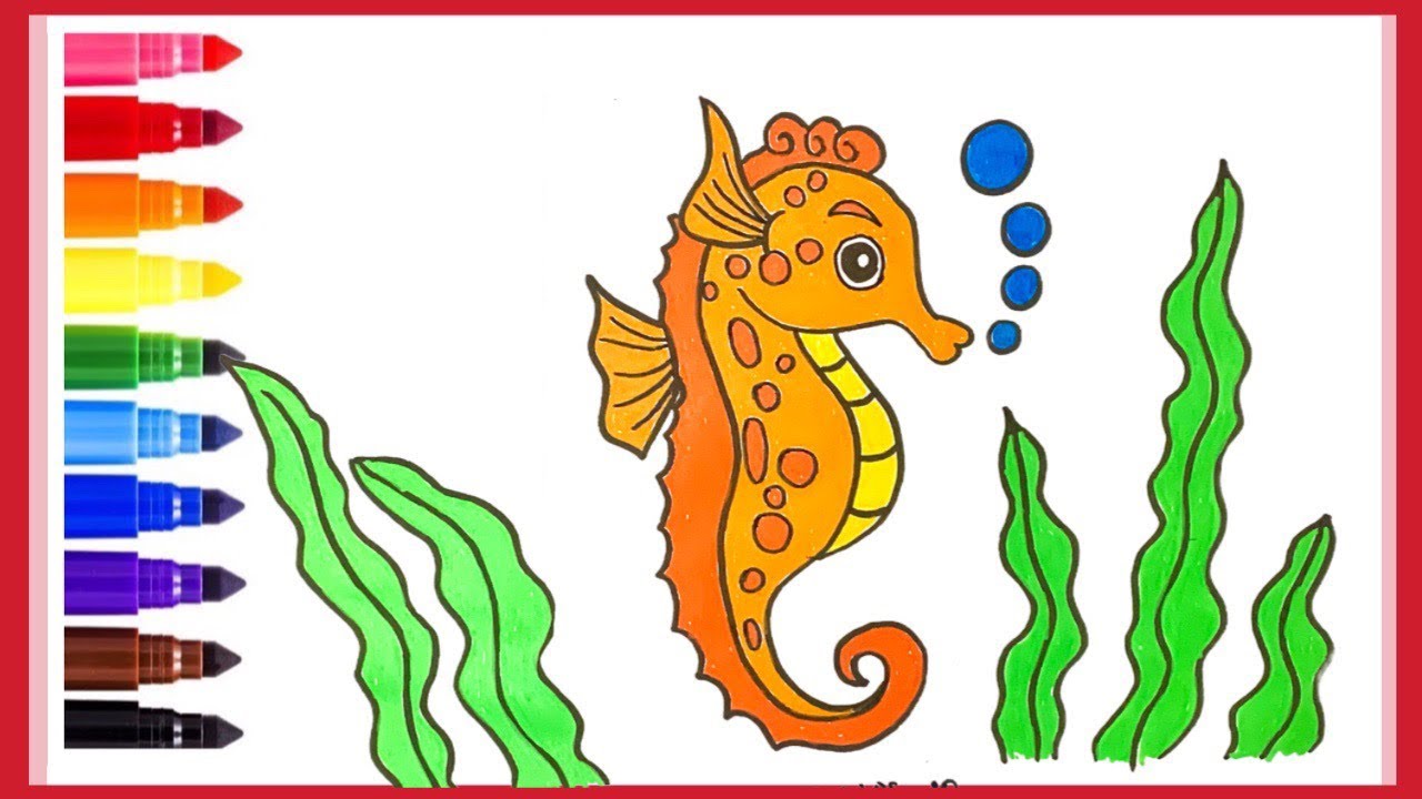 How To Draw A Sea seahorse | Drawing and Coloring Sea seahorse | Sea ...