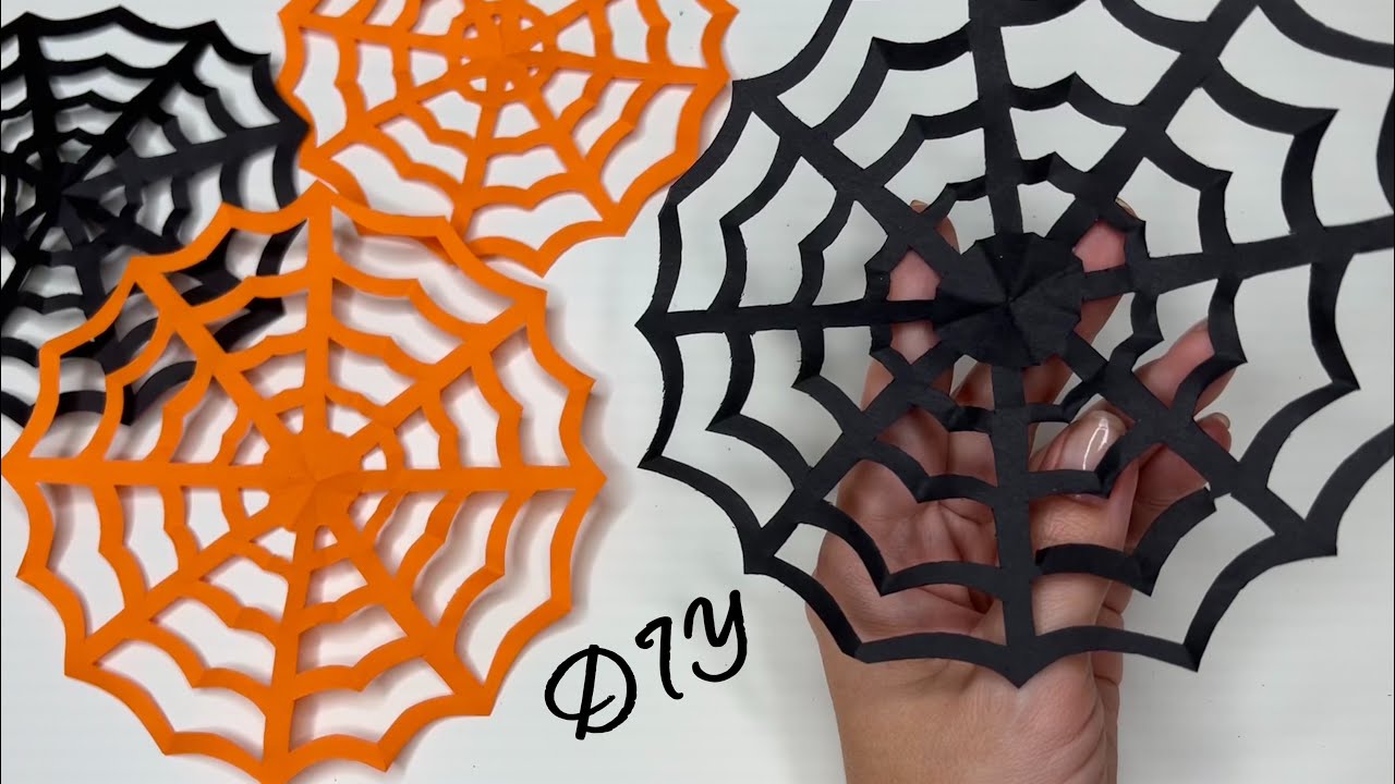 How to make Paper Spider Web for Halloween Decorations Craft - YouTube