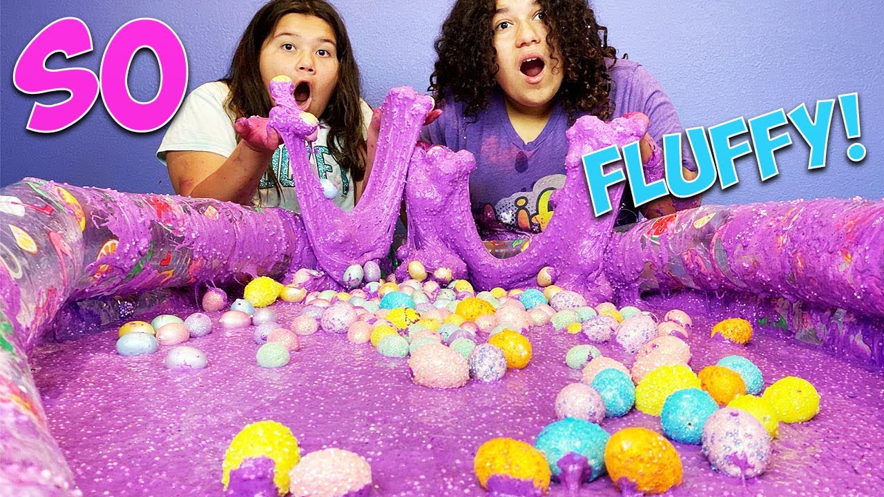 SUPER FLUFFY POOL OF EASTER EGG SLIME - YouTube