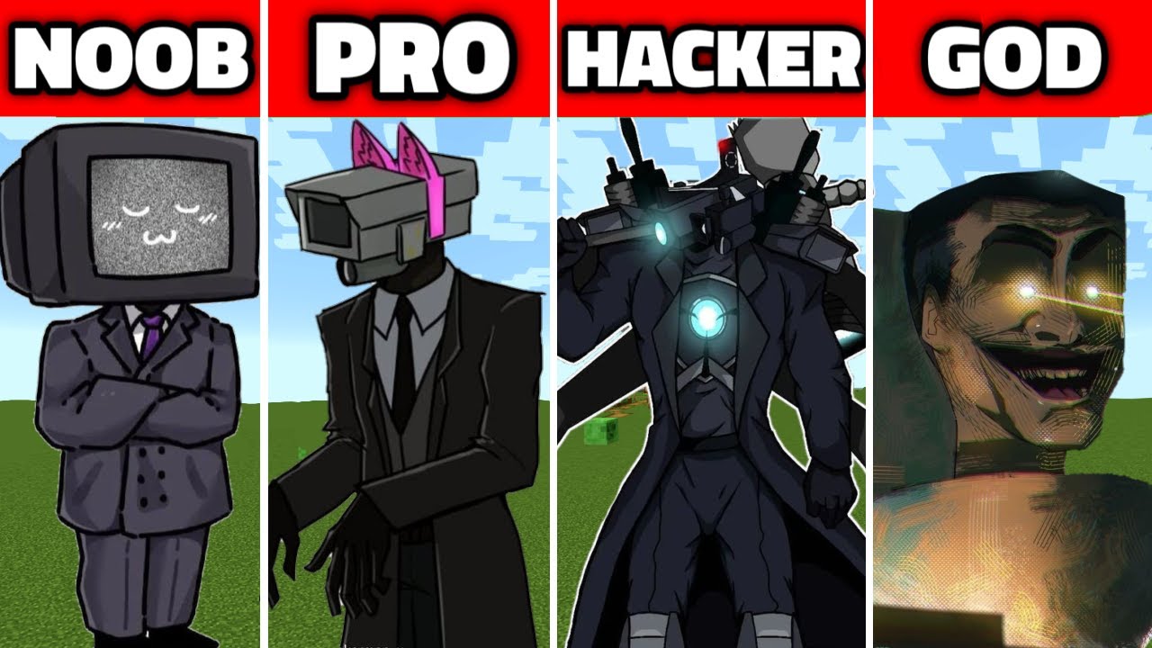 Camera man Titan and G-man Pixel art: Noob Pro Hacker God (Skibidi ...