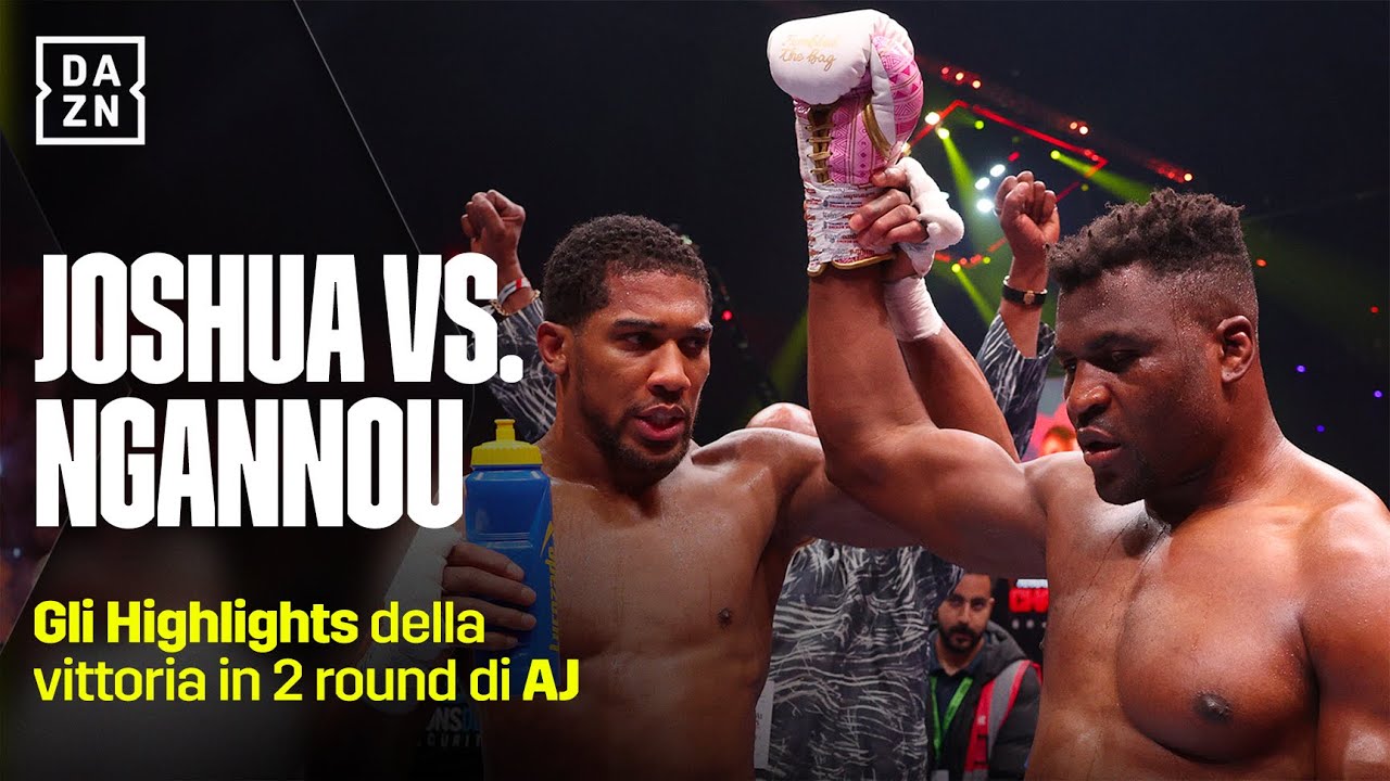 AJ show, vince in 2 round al Knockout Chaos: JOSHUA vs NGANNOU | DAZN ...