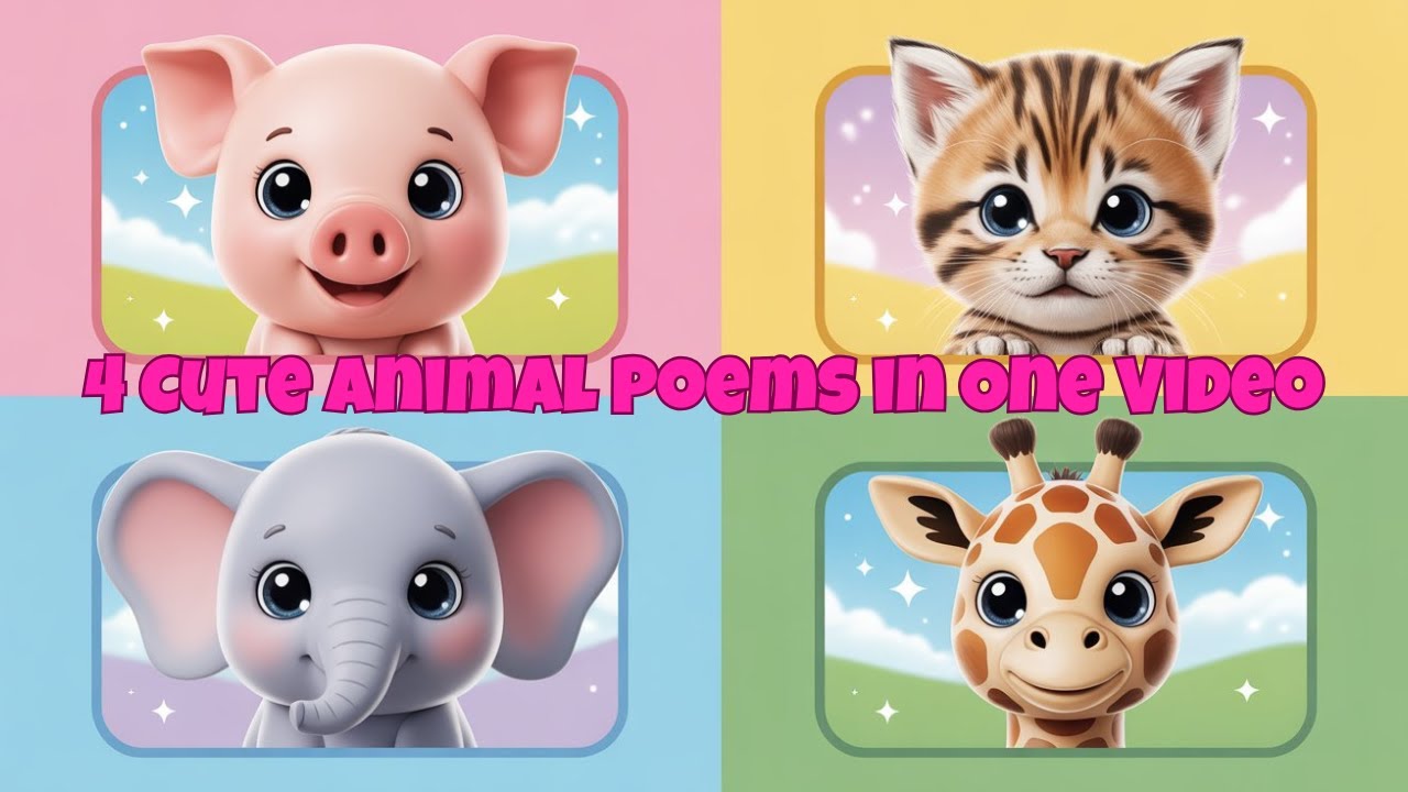 “Animal Poems for Kids | Pig, Cat, Elephant & Giraffe | Cute & Easy ...