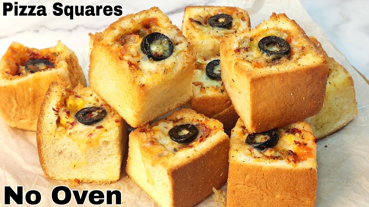 Cheesy Pizza Squares Bites In 10 Mins Without Oven | इसे एक बार बना ...