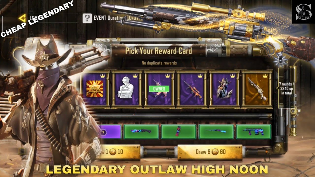 New Pick Your Reward Card CODM | Cheapest Legendary Outlaw - High Noon ...