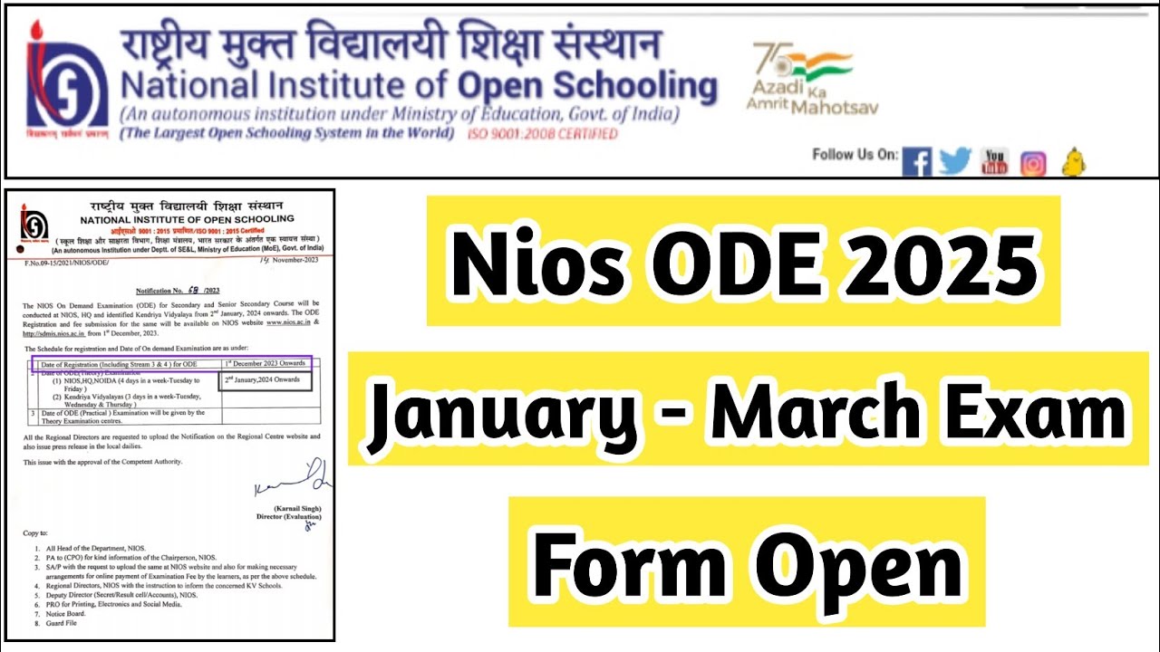 Nios Ode January To March 2025 Registration Date | Task Is Helping ...