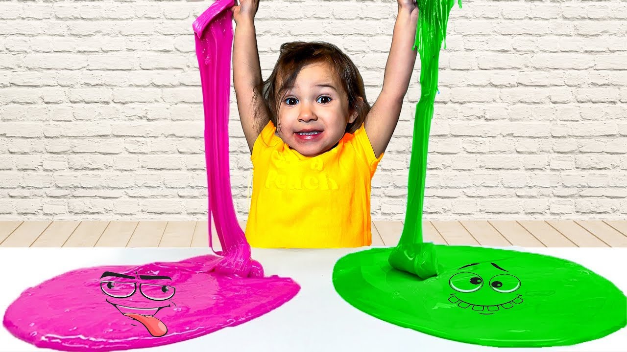 Playing with SLIME!! Learning Colors while Oak is sick!! Sick day at ...