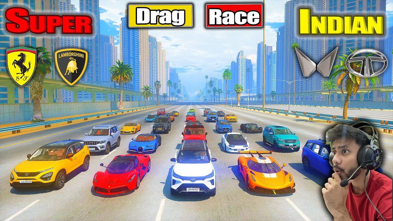 Powerful Indian Cars🔥Vs Supercars🔥Extreme Dubai Highway Drag Race GTA 5 ...