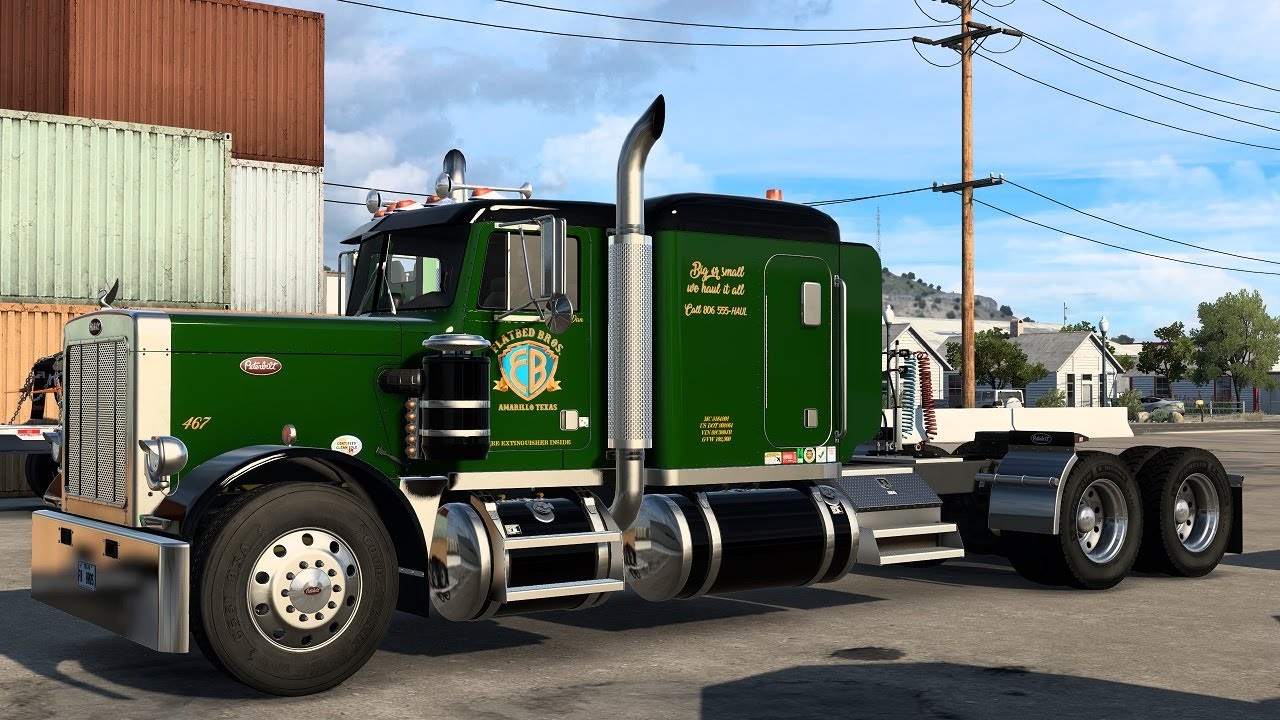 ATS Special Transport with the FLX Peterbilt 359. Oversize storage silo ...