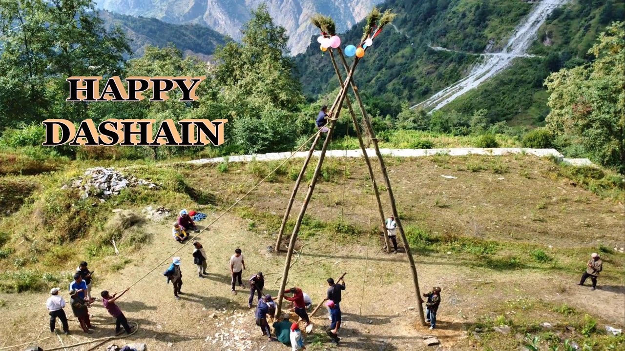 Building Dashain Ping (swing) in village | Linge Ping - YouTube