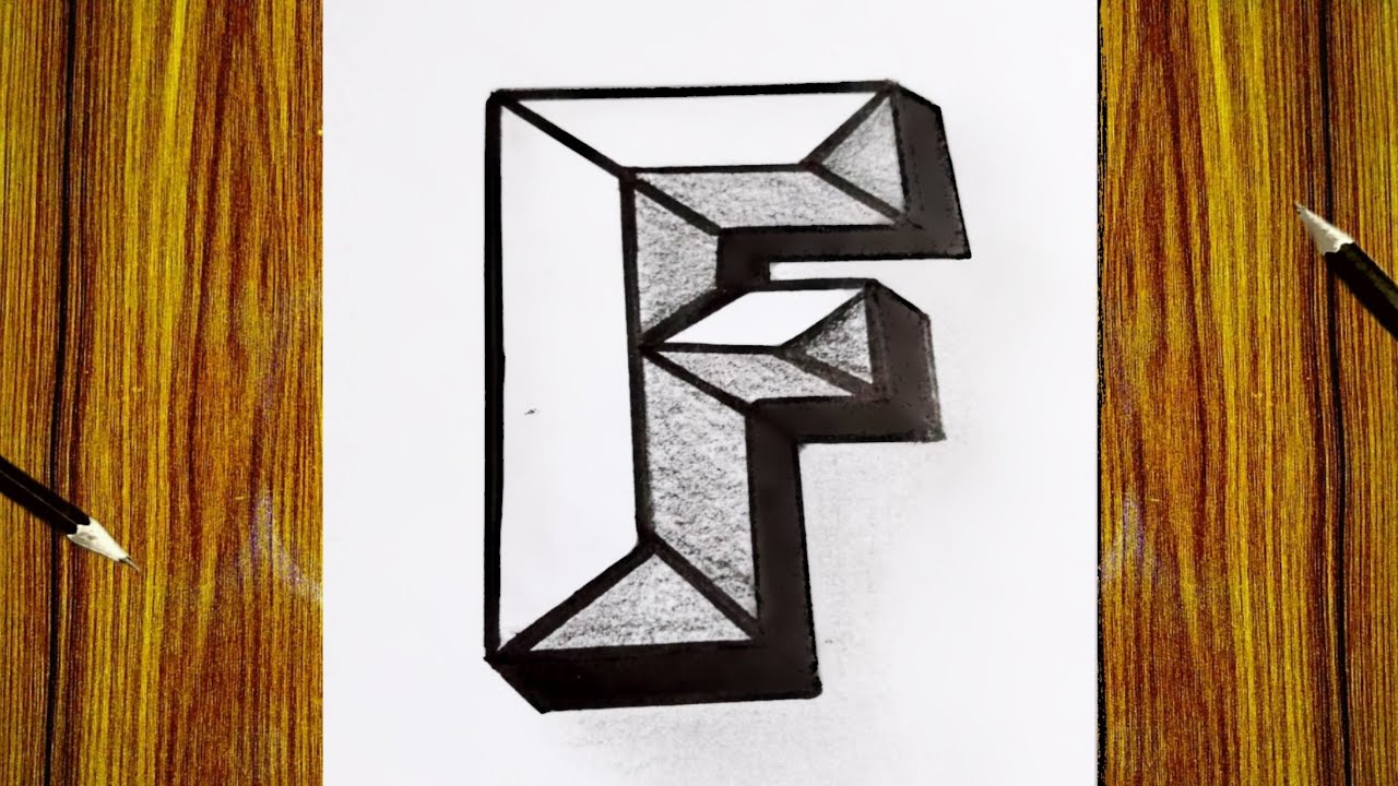 How to draw F drawing 3D drawing step by step || - YouTube