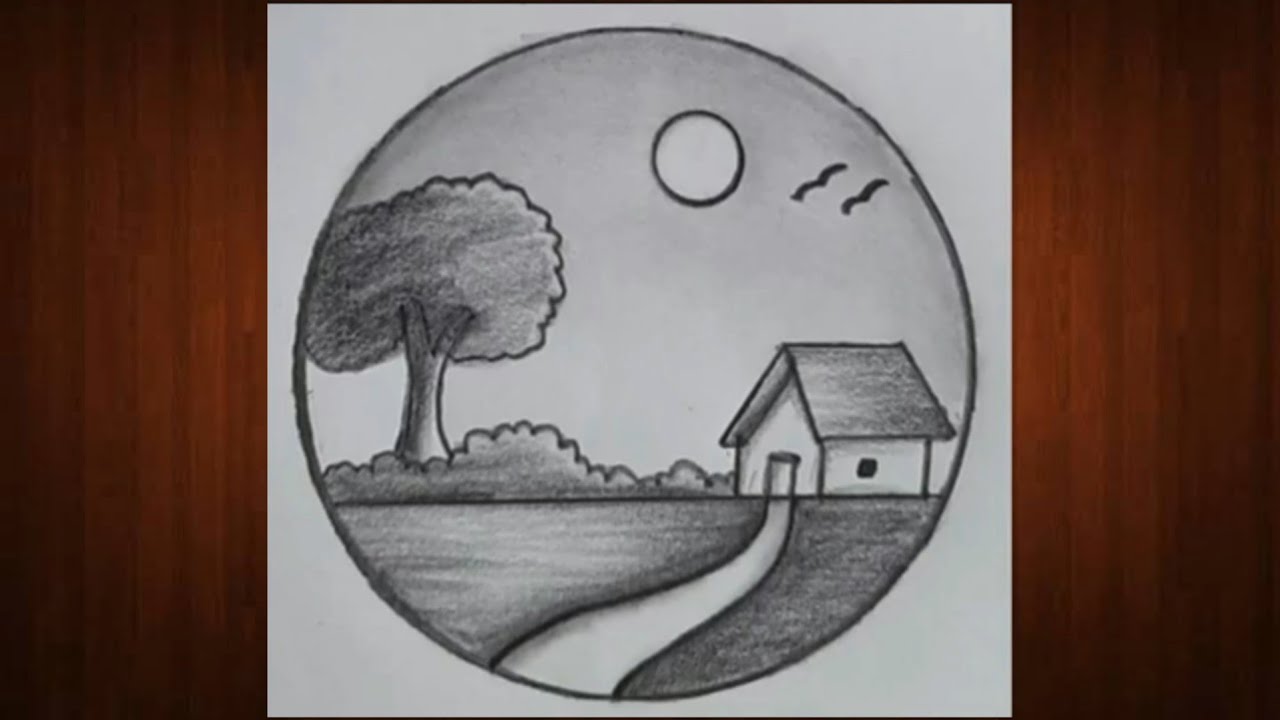 Easy circle scenery drawing ideas || Nature drawing || Drawing pictures ...