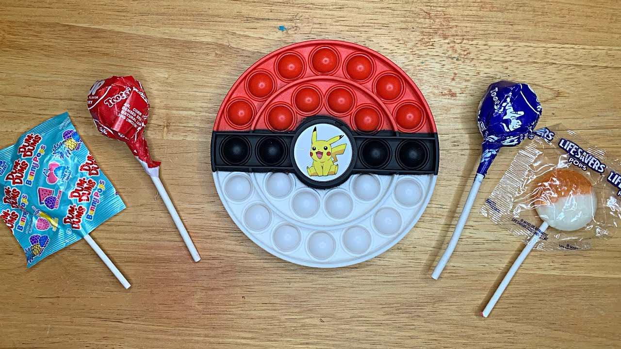 Pikachu Pop It Fidget ASMR | Unwrapping Lollipops for Relaxing Sounds ...