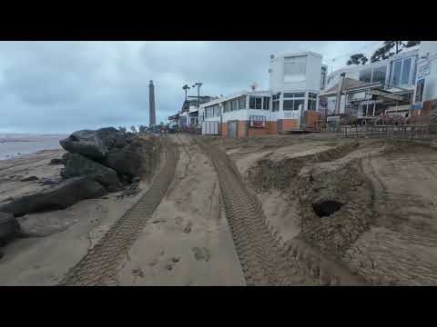 Wetter 24.3.26  Maspalomas, der Strand ist unpassierbar ....Überschwemmungen am überall ...