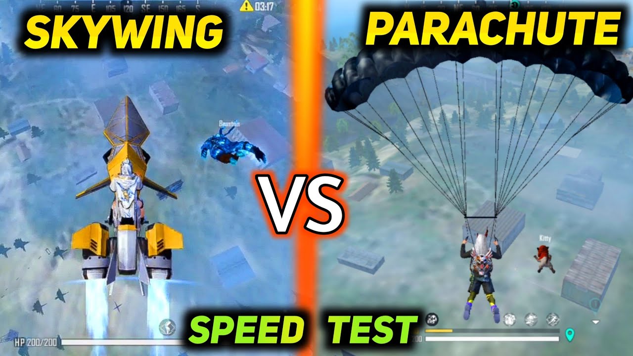 Skywing VS Parachute | Landings Speed Test - Free Fire Battlegrounds ...