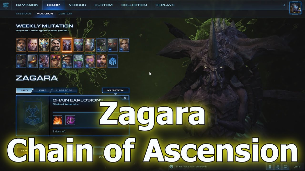 Starcraft 2 Mutation: Zerg Zagara em Chain of Ascension - YouTube