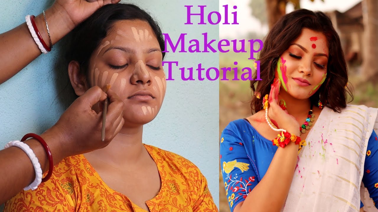 Full holi makeup tutorial for beginners||holi makeup look 2023 - YouTube