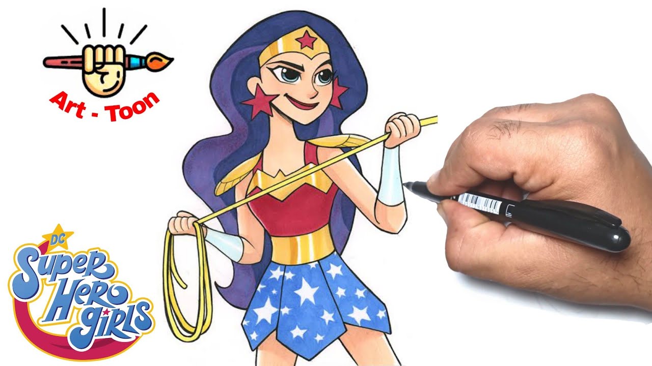 how to draw wonder woman from dc superhero girls step by step easy ...