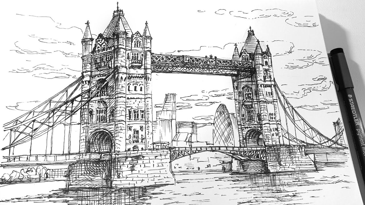 How to Draw Tower BridgeㅣPen drawing - YouTube