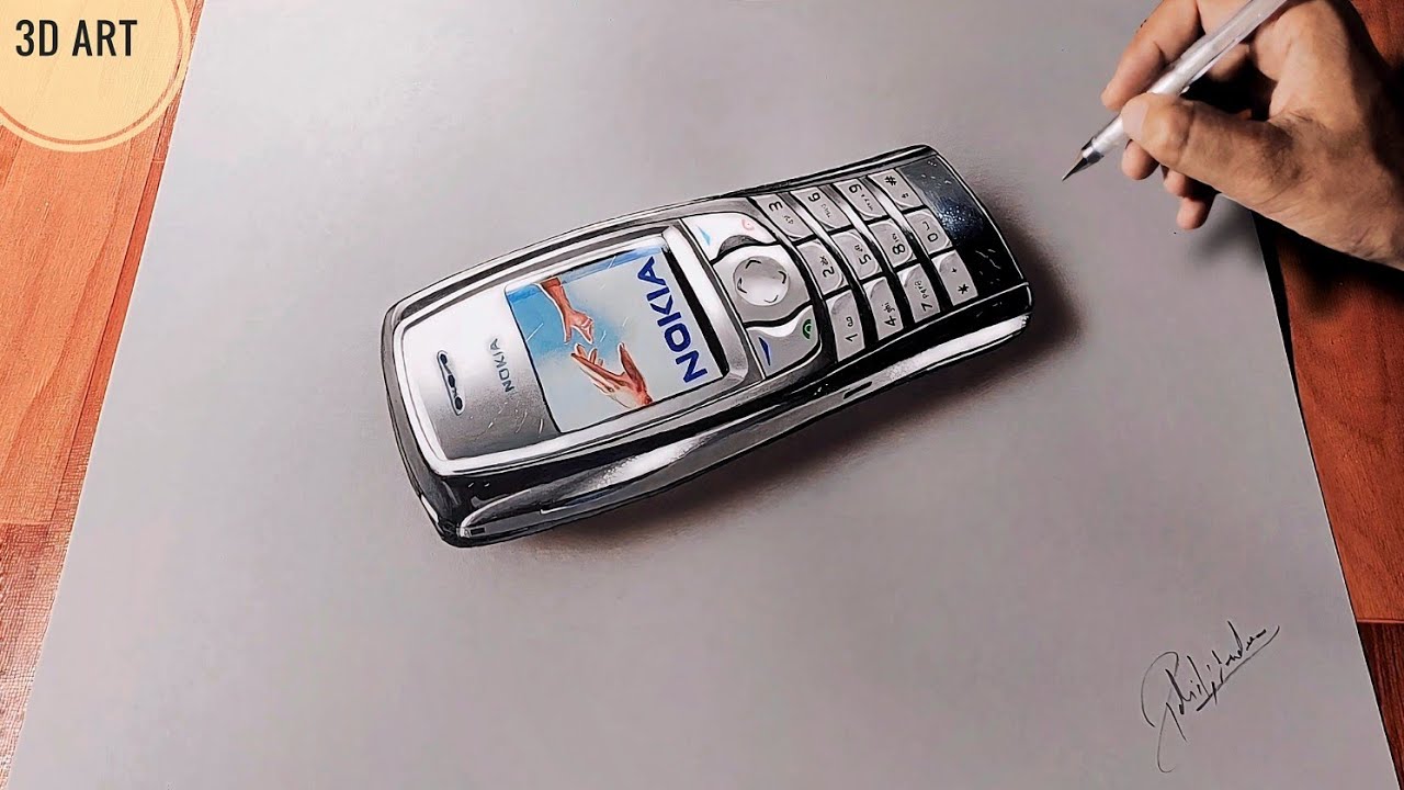 Nokia Cell Phone 3d drawing on paper for step by step So realistic that ...