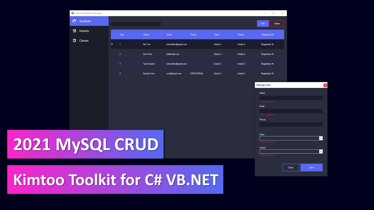 Demo Student Management system using Kimtoo Toolkit - C# VB.NET - YouTube