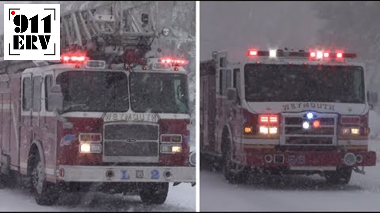 Weymouth Fire Engine 3 and Ladder 2 Responding During Blizzard Skylar ...