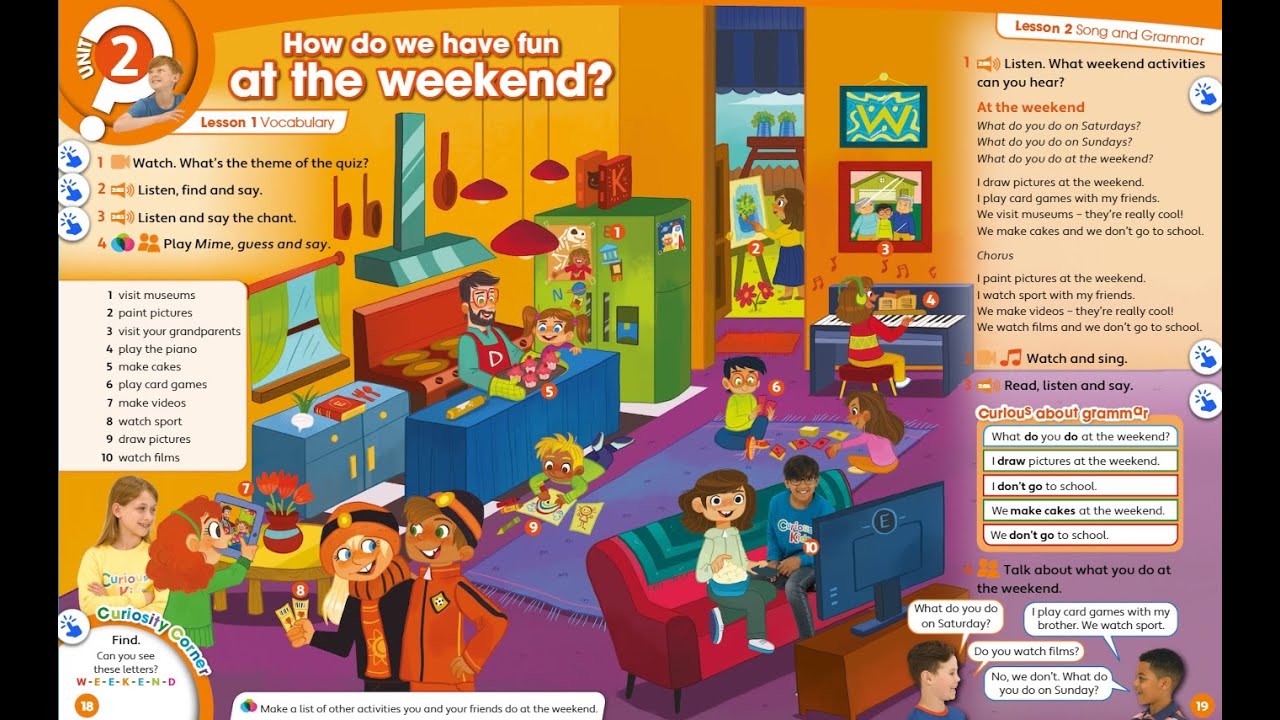 Unit 2 - PB pgs. 18-19 - Activities at the weekend vocabulary. - YouTube