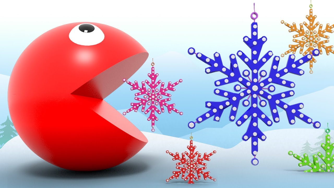 Fun Pacman Colors with Snowflakes Learn Colors for Kids with Pacman ...