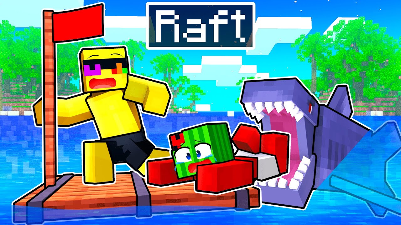 STUCK On ONE BLOCK RAFT in Minecraft! - YouTube
