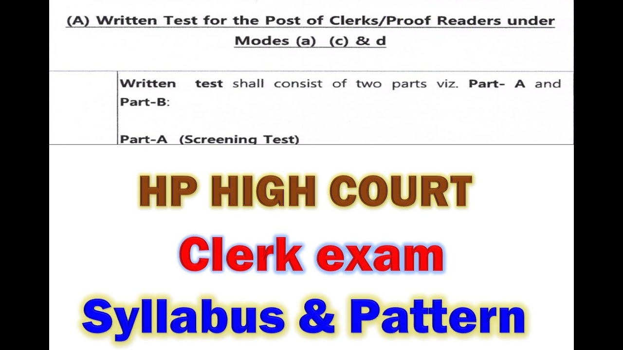 HP High Court Clerk Syllabus and exam Pattern - YouTube