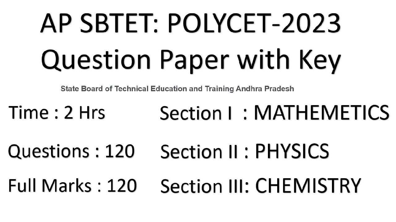 AP POLYCET 2023 Question Paper with Key #appolycet2023 #jaganinfo - YouTube