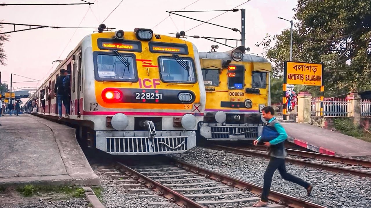 Old vs New EMU local trains perfect parallel crossing | Katwa local ...