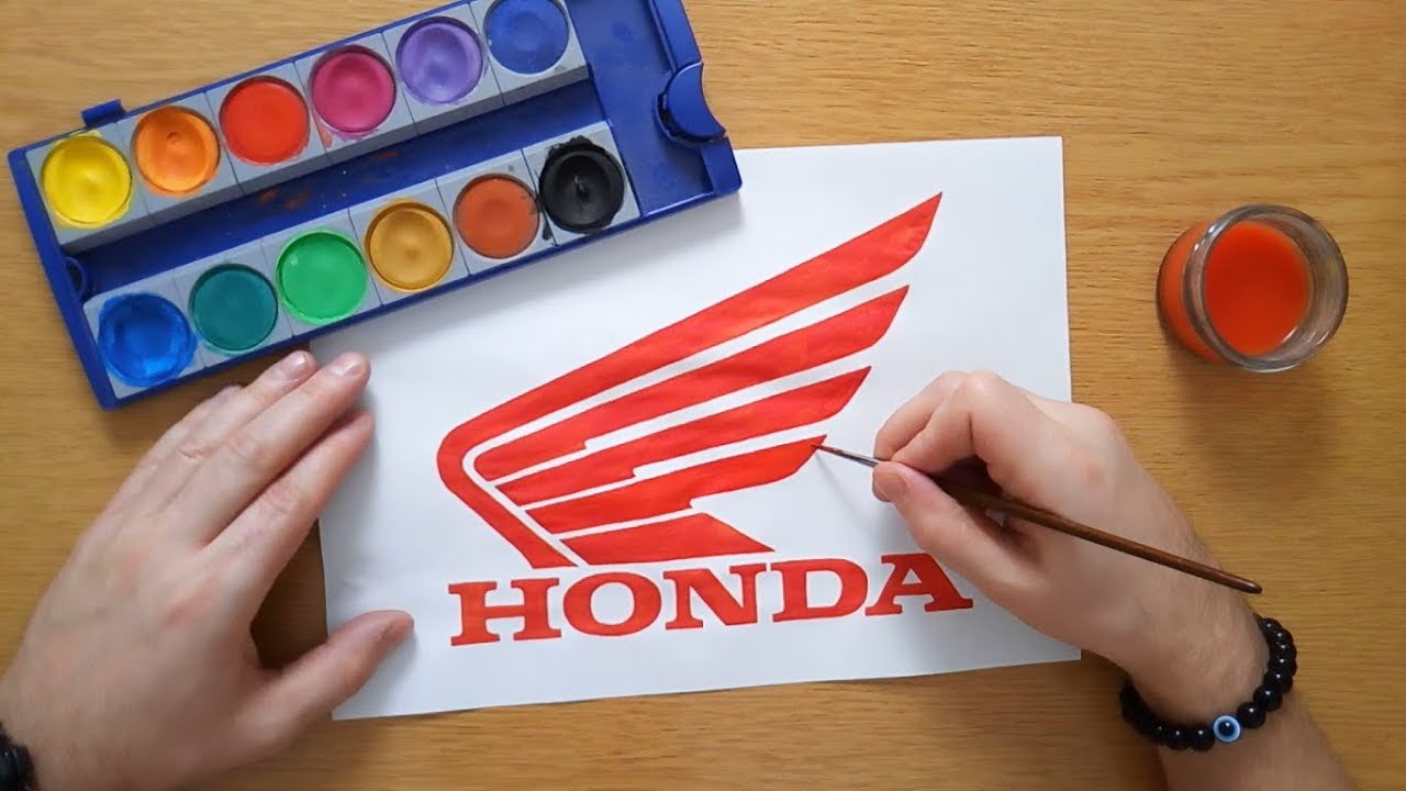 How to draw a Honda logo - Honda Motorcycles - ホンダロゴの描き方 - YouTube