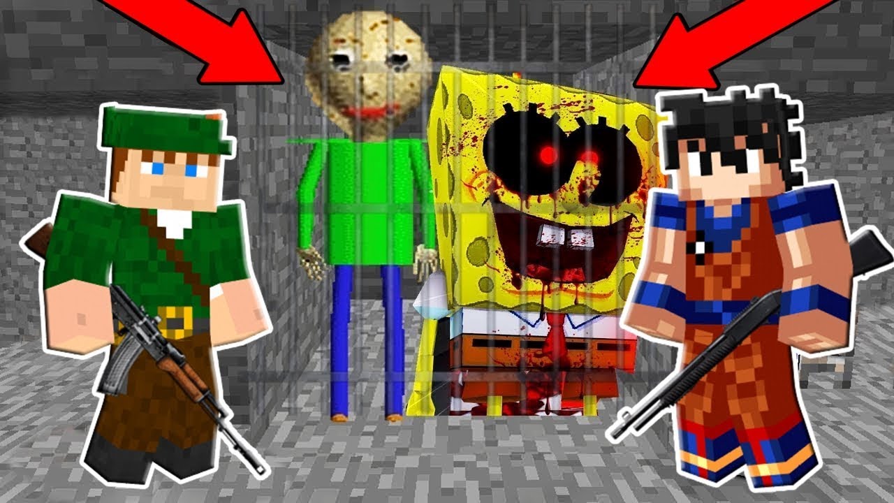 PRISÃO DOS MONSTROS NO MINECRAFT!! BOB ESPONJA & BALDI'S BASICS - YouTube