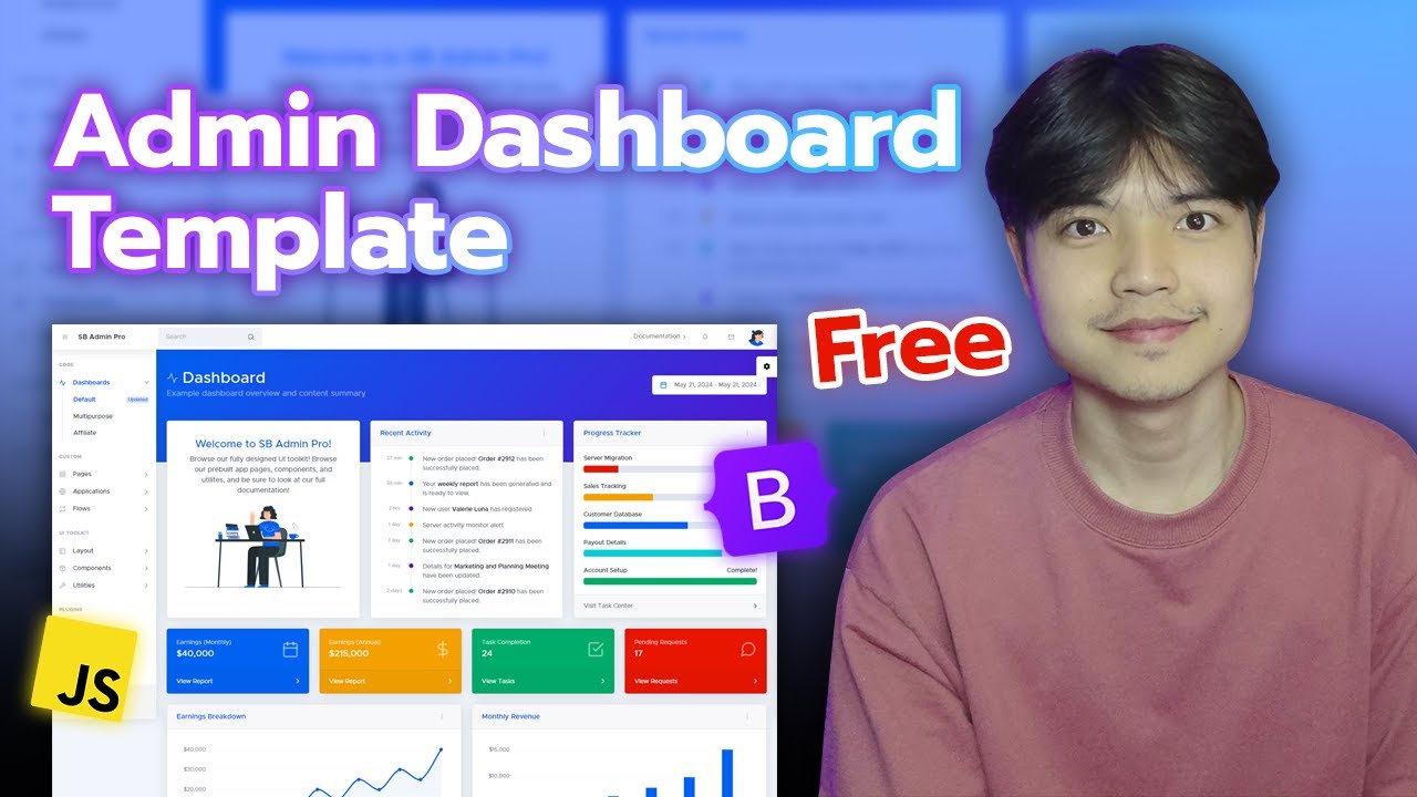 แจกฟรี! Admin Dashboard Template สำหรับทำโปรเจค สวยงามมาก 😎💯 - YouTube