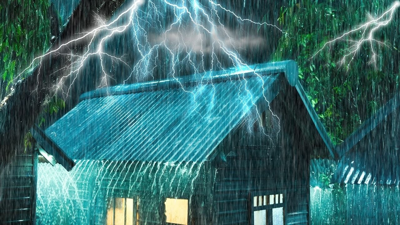 3 Hours Thunderstorm White Noise for Sleeping | Tropical Rainstorm ...
